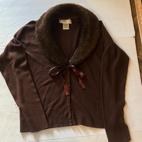 KIKIT | Sweaters | Vintage Kikit Style Ws 5547 Chocolate Brown Cardigan ...